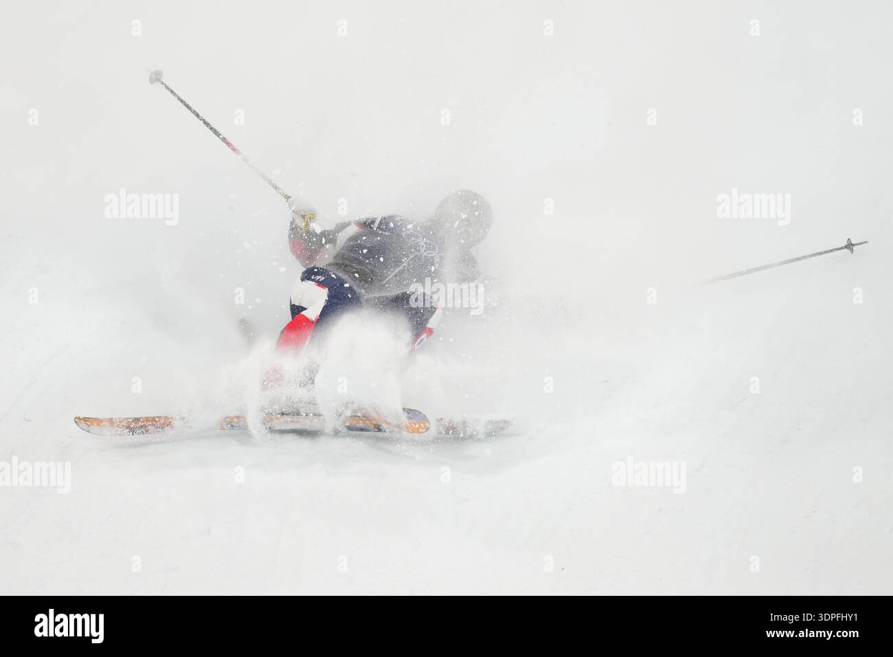 France's Kim Dumont Zanella crashes as she competes in the women's ...
