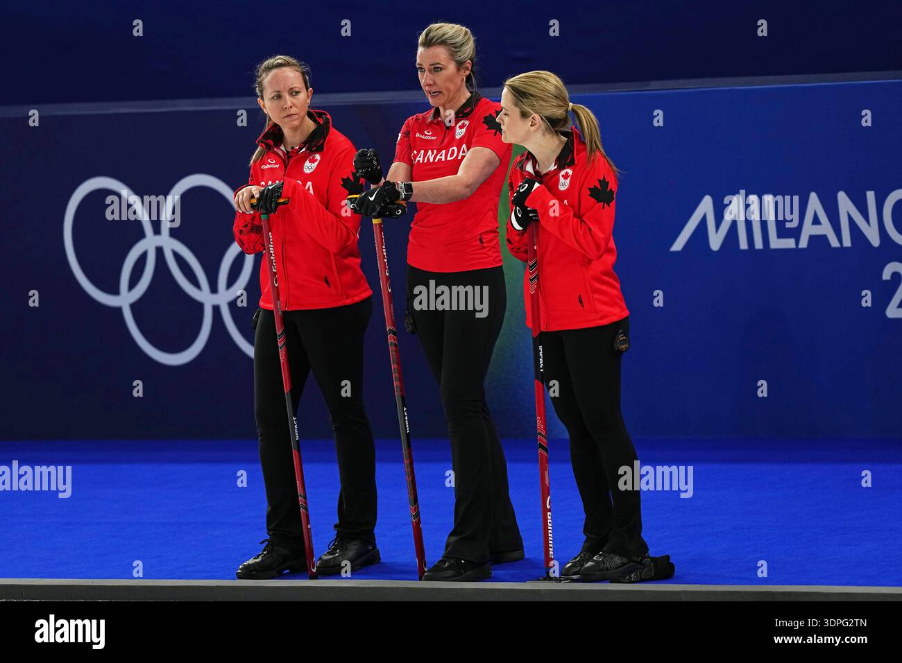Canada's Rachel Homan, Emma Miskew and Tracy Fleury strategize during ...