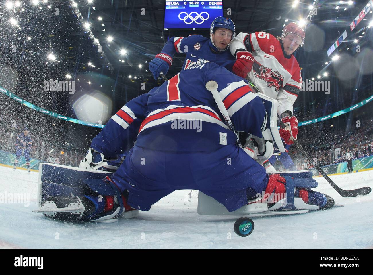 Denmark's Nick Olesen, right, scores his side's opening goal during a ...