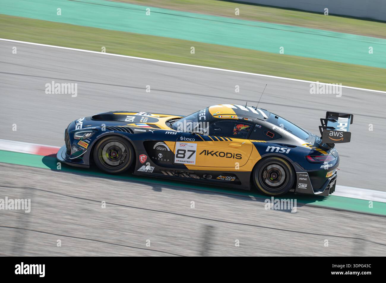 Yellow and black Akkodis ASP Team Mercedes-Benz AMG GT3 EVO featuring ...