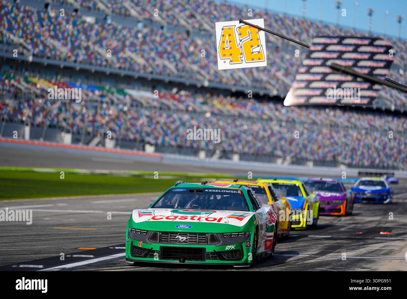 Brad Keselowski, (6) and other cars move during practice at the NASCAR ...