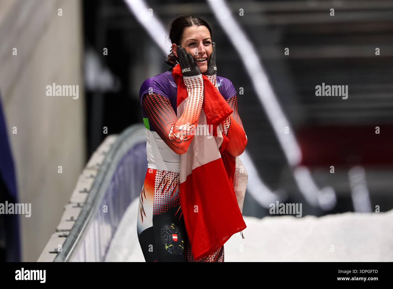 Janine Flock (AUT) 1st place, Gold Medal during the Olympic Winter ...