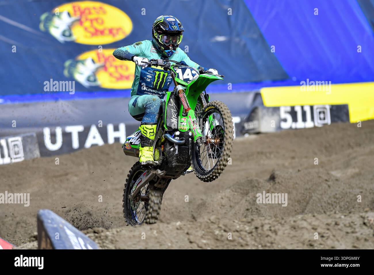 February 11, 2026: HBI Racing 250 rider Ayden Shive (142) during ...
