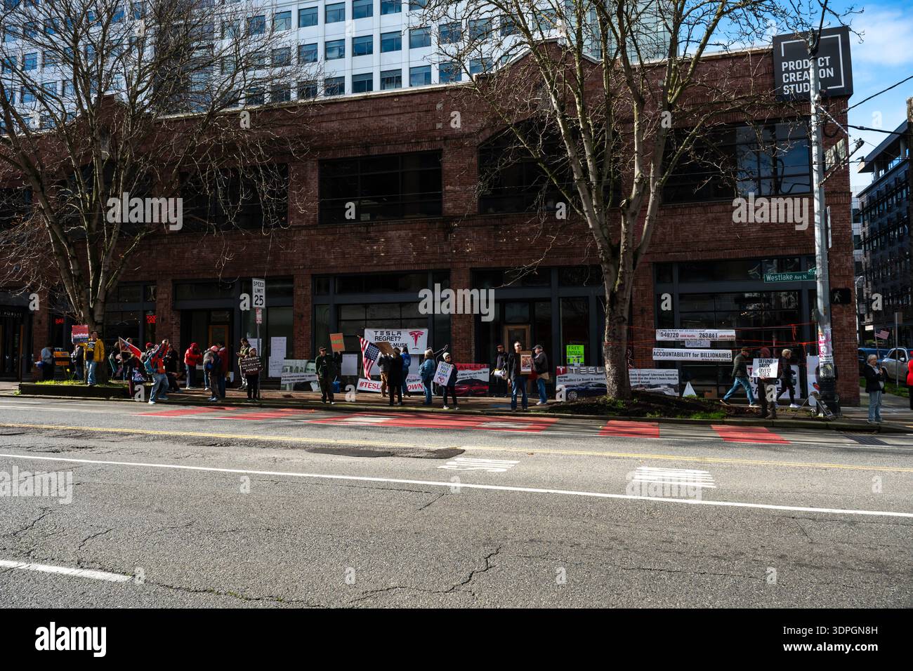 Seattle, USA. 14th Feb 2025. Activists gather at the former South Lake ...