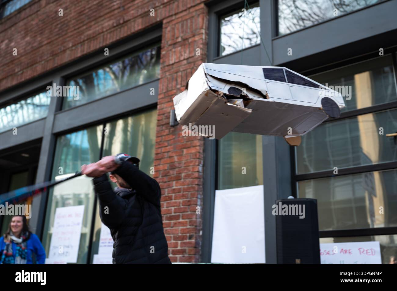 Seattle, USA. 14th Feb 2025. Activists gather at the former South Lake ...