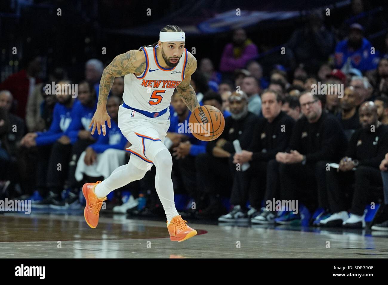 New York Knicks' Jose Alvarado plays during an NBA basketball game ...