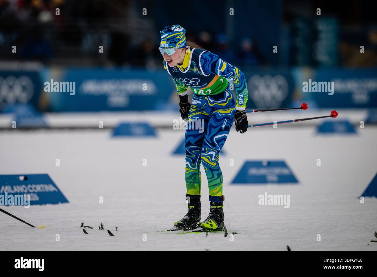 Daryna Myhal ( Ukraine ) competes in the Womens 4 x 7.5 km Relay cross ...