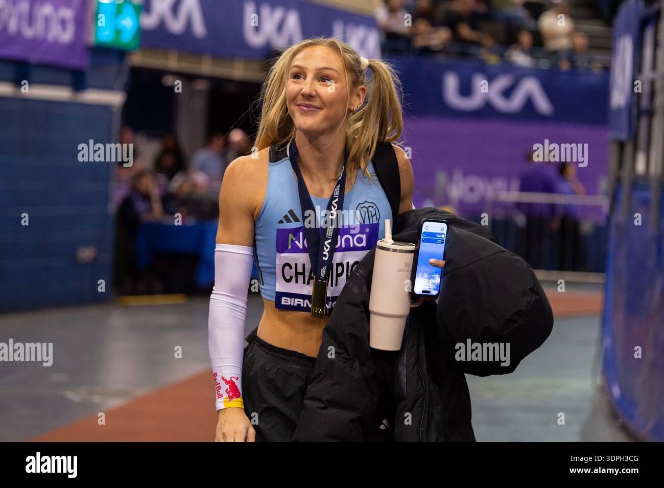 Molly Caudrey looks into the crowd after winning gold in the womens ...