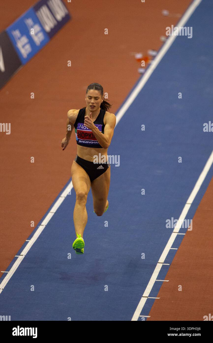 Alice Hopkins in action in the womens long jump. Novuna UK Indoor ...