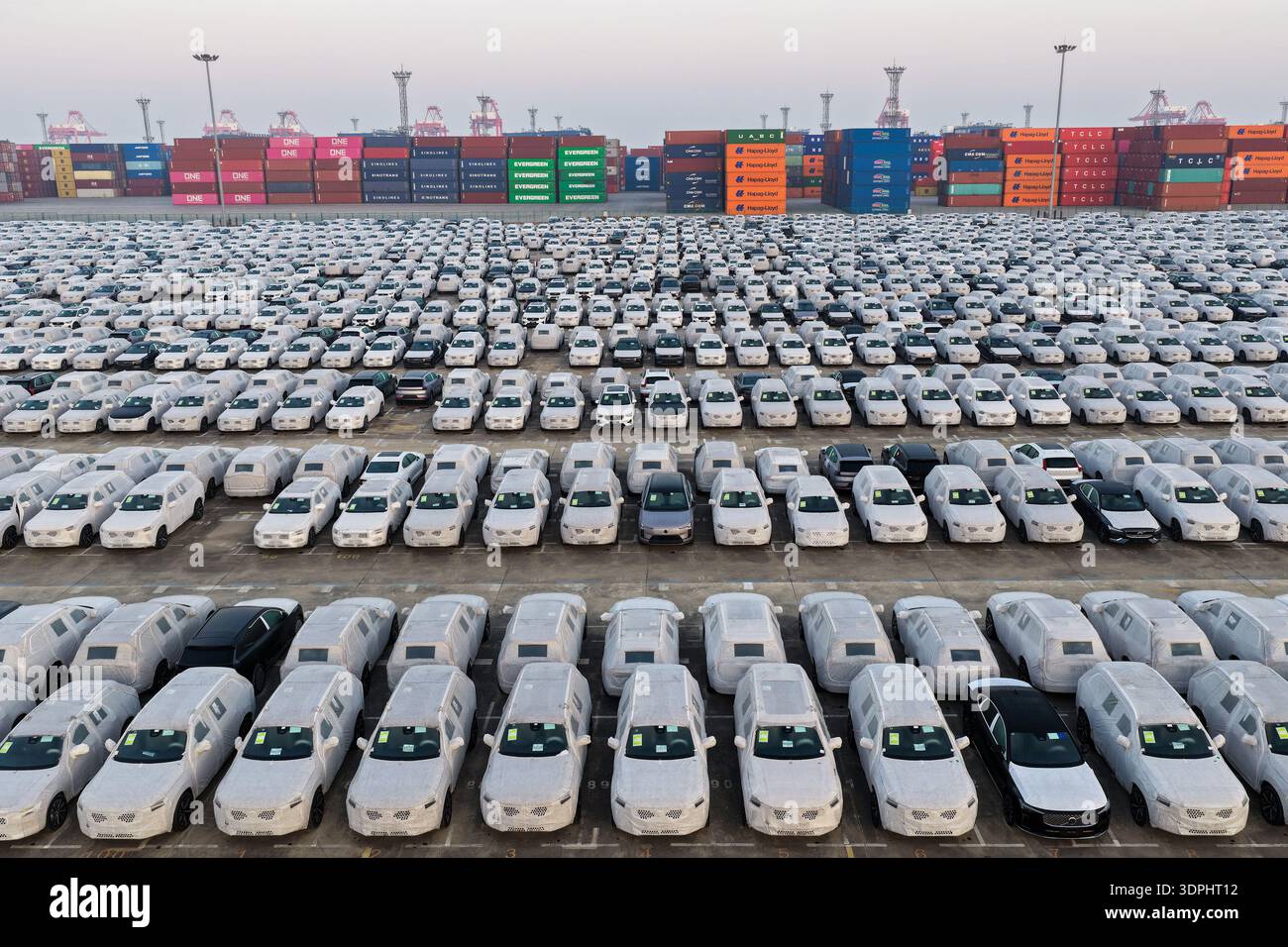 NANJING, CHINA - FEBRUARY 15, 2026 - Volvo cars parked at Nanjing Port ...