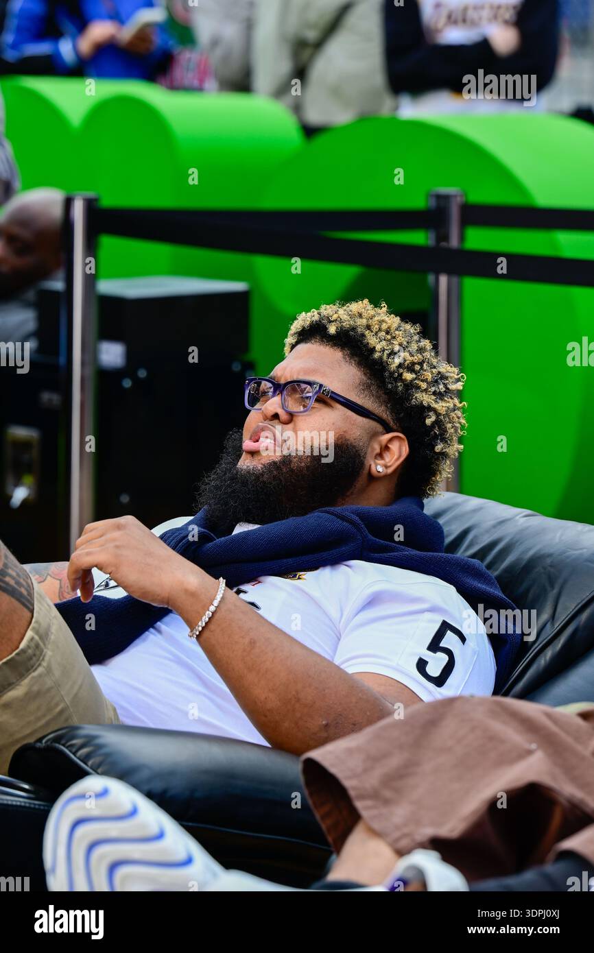 Drew Dawit Desbordes, known as Druski, attends the Foot Locker Takeover ...