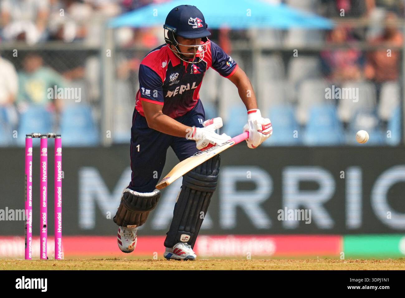 Nepal's Lokesh Bam plays a shot during the T20 World Cup cricket match ...