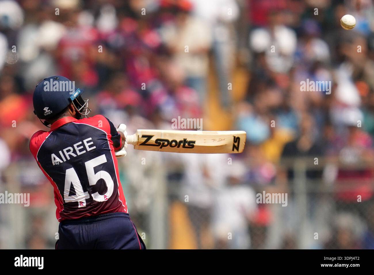 Nepal's Dipendra Singh Airee hits a six during the T20 World Cup ...