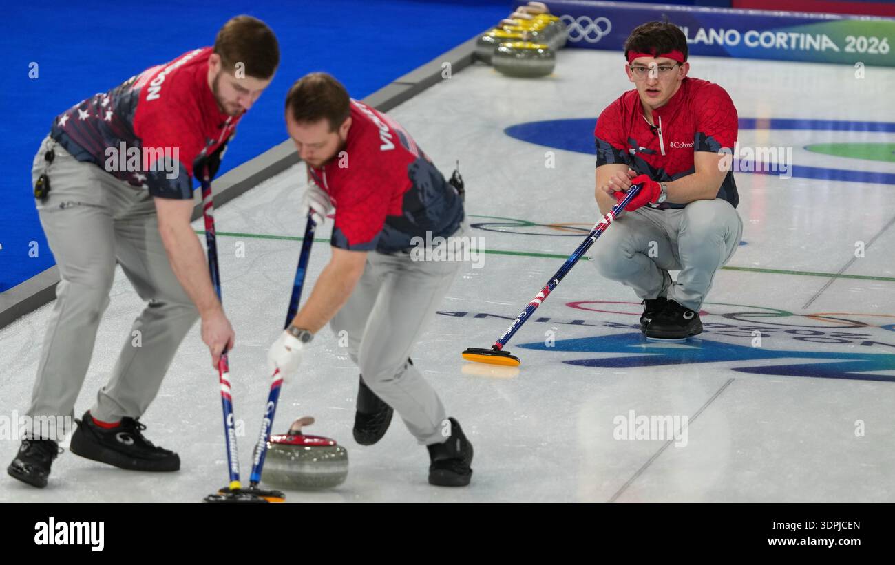 United States' Aidan Oldenburg, Ben Richardson, and Luc Violette in ...