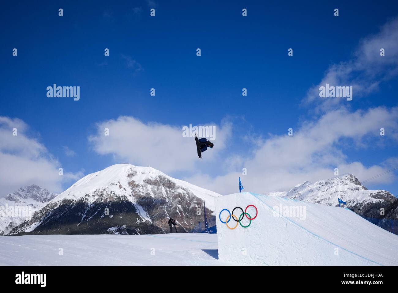 France's Enzo Valax competes during the men's snowboarding slopestyle ...