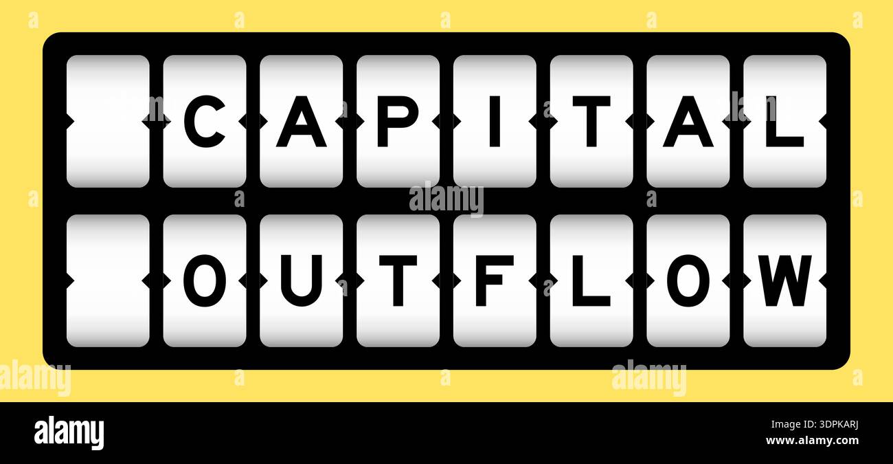 Black color in word capital outflow on slot banner with yellow color ...