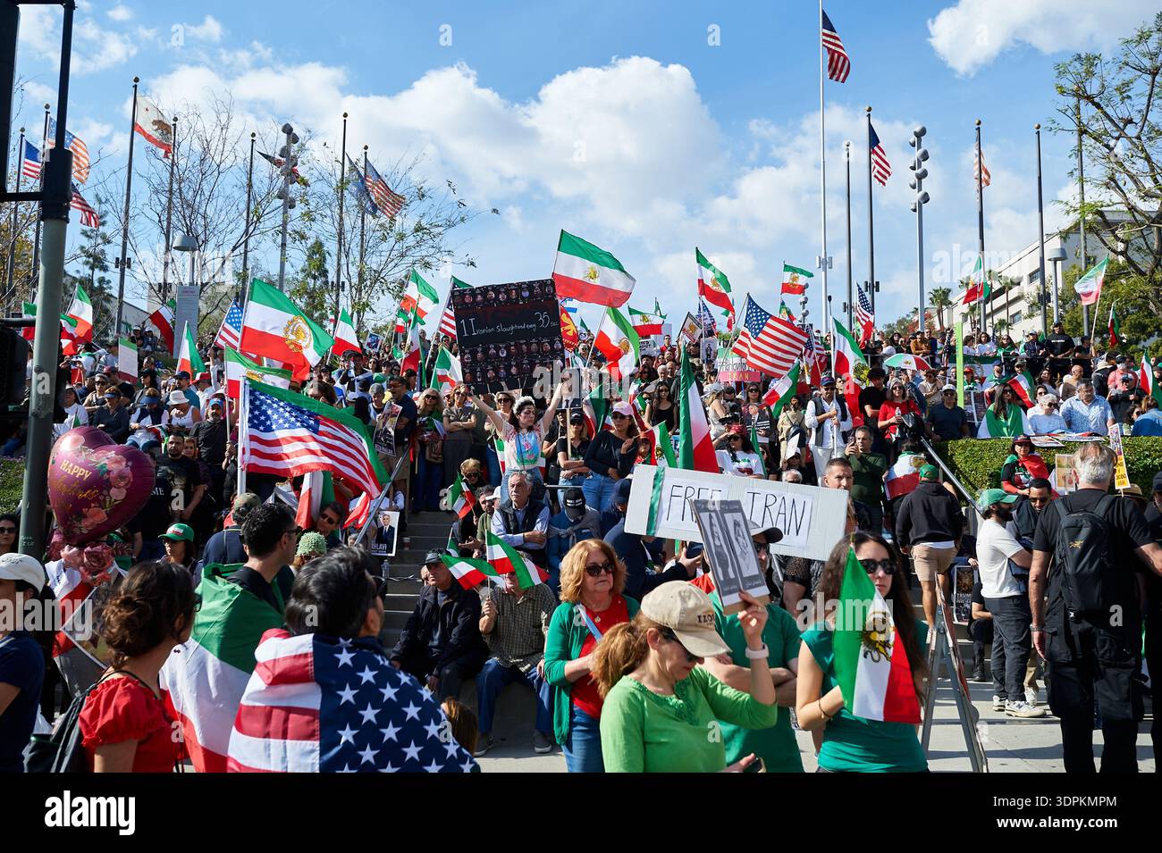 Los Angeles, USA. 14th Feb, 2026. Supporters for a regime change in ...