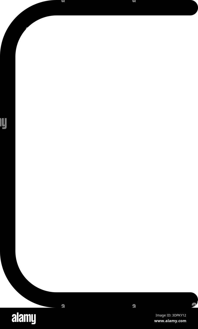 Line forms a shape with two rounded corners and a thick outline Stock ...
