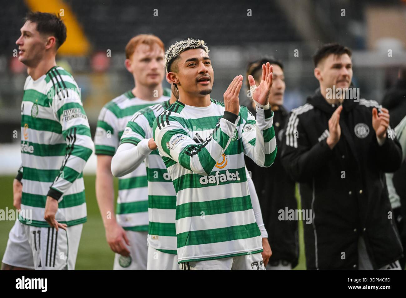 Celtic's Julian Araujo applauds the fan at full time following the ...