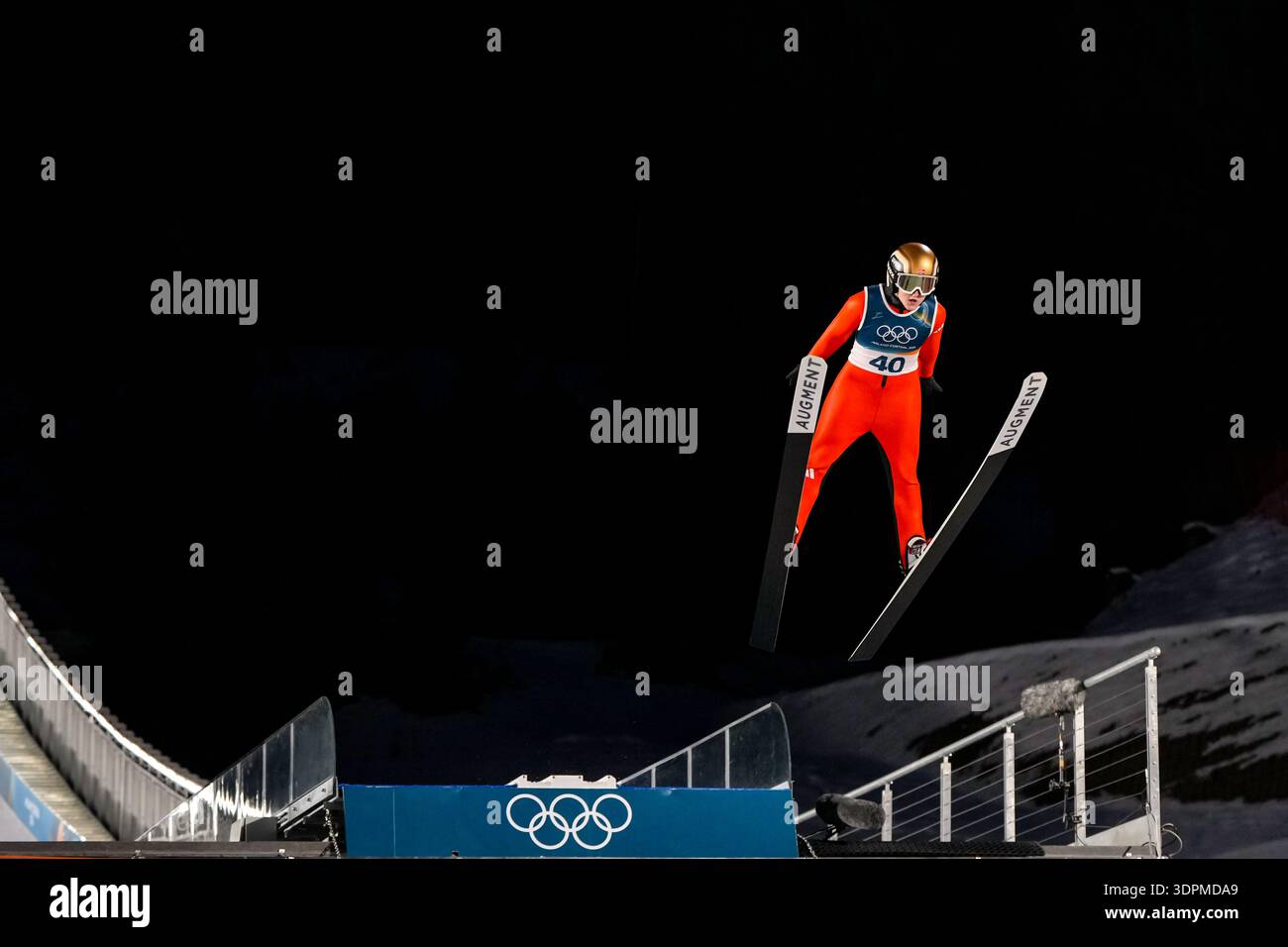 Heidi Dyhre Traaserud, of Norway, soars through the air during her ...