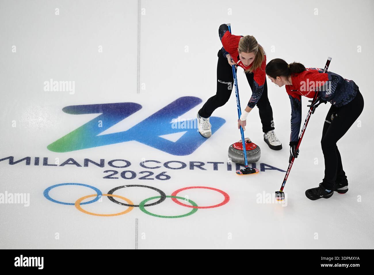 Cortina D'ampezzo, Italy. 15th Feb, 2026. Taylor Anderson-Heide (L) of ...