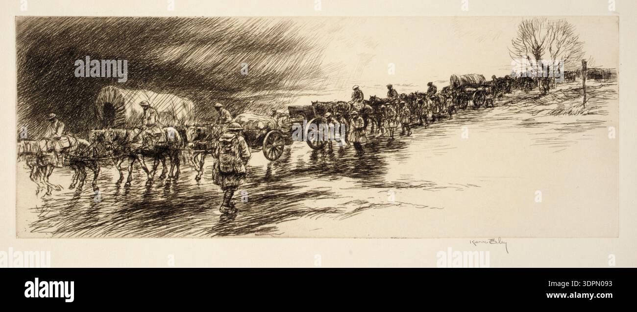 Convoy of horse drawn wagons moving hi-res stock photography and images ...