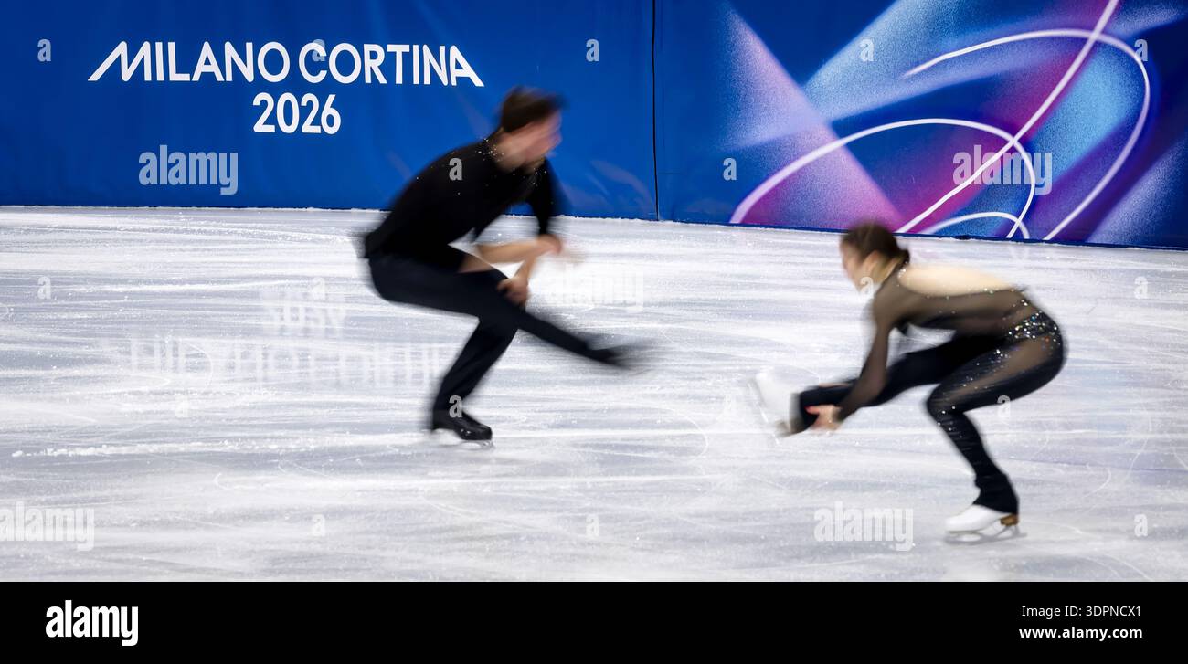 MILAN - Michel Tsiba and Daria Danilova during the short figure skating ...