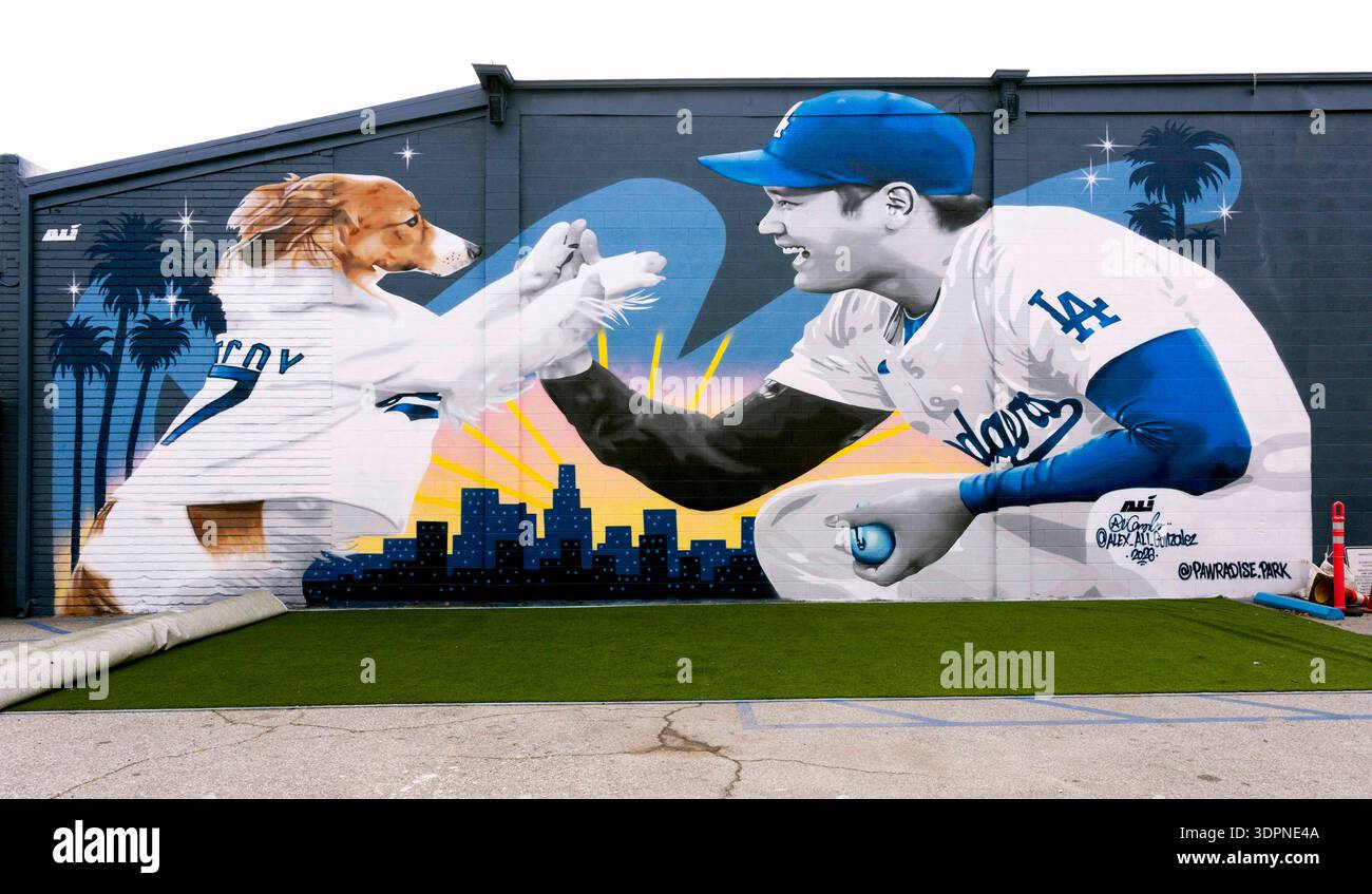 Los Angeles, California, USA. 15th Feb, 2026. A mural of Los Angeles ...
