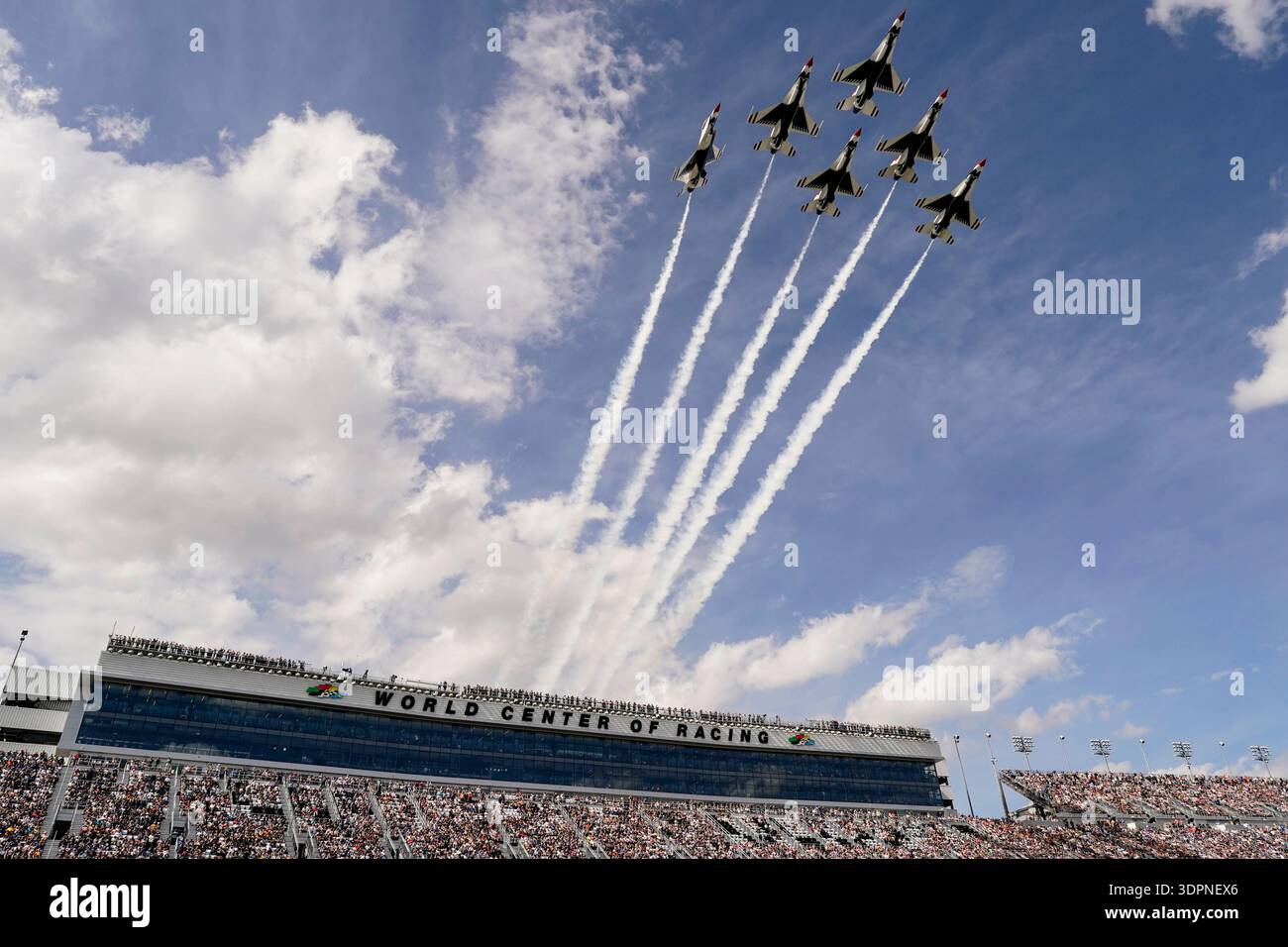 The U.S. Air Force Thunderbirds fly over the track before during the ...