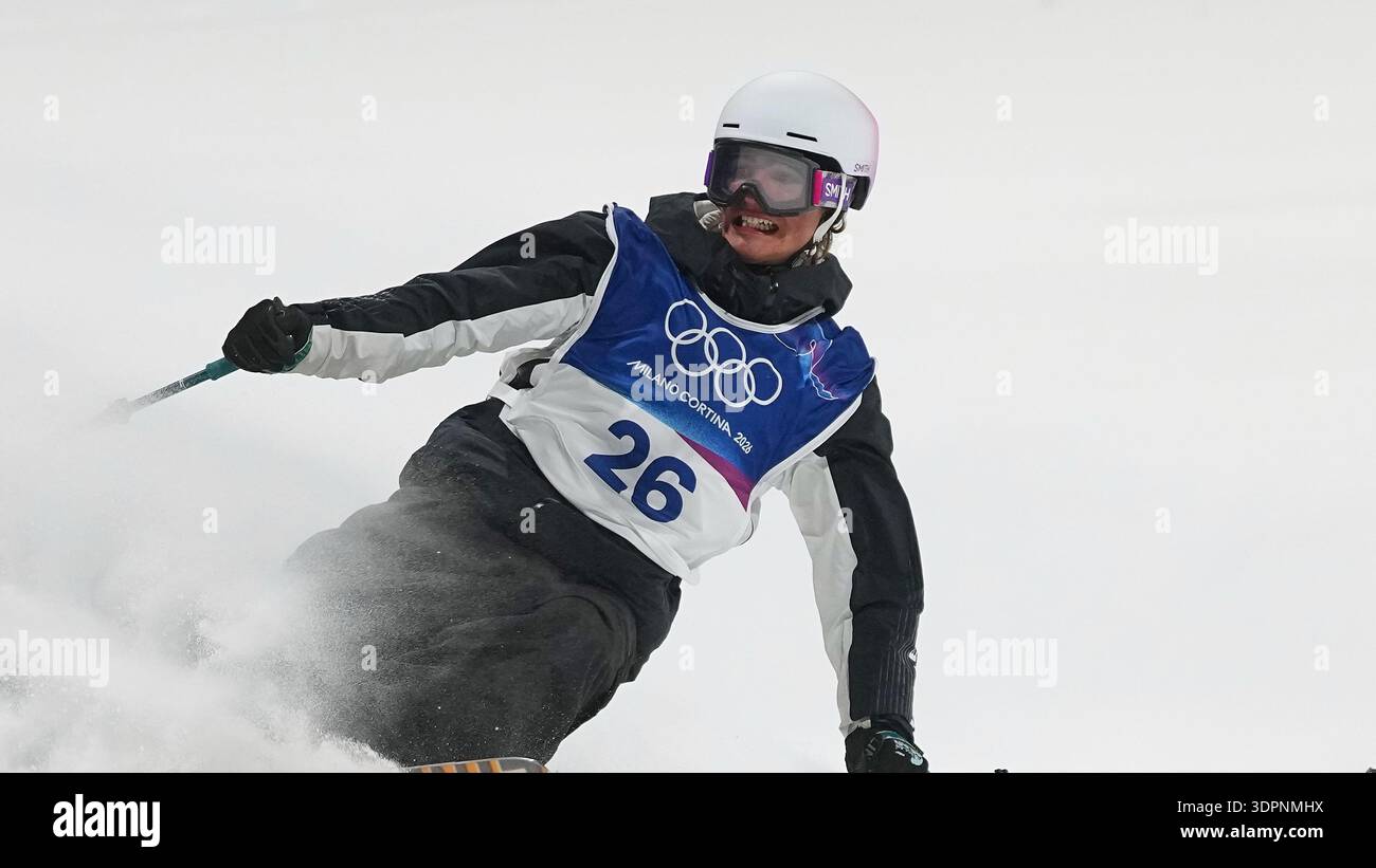 New Zealand's Lucas Ball competes during the men's freestyle skiing big ...