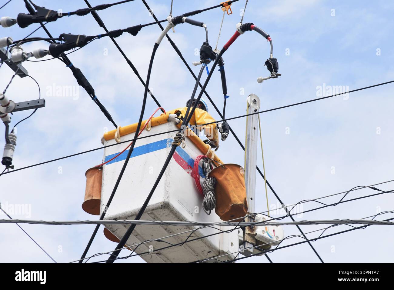 Electrical wiring construction scene. Background image of an electrical ...