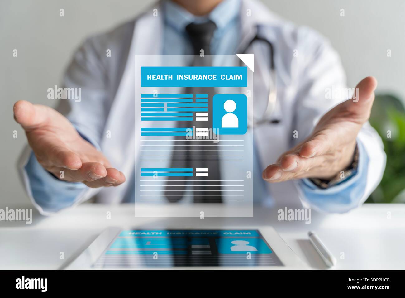 Doctor shows healthcare insurance policy hi-res stock photography and ...