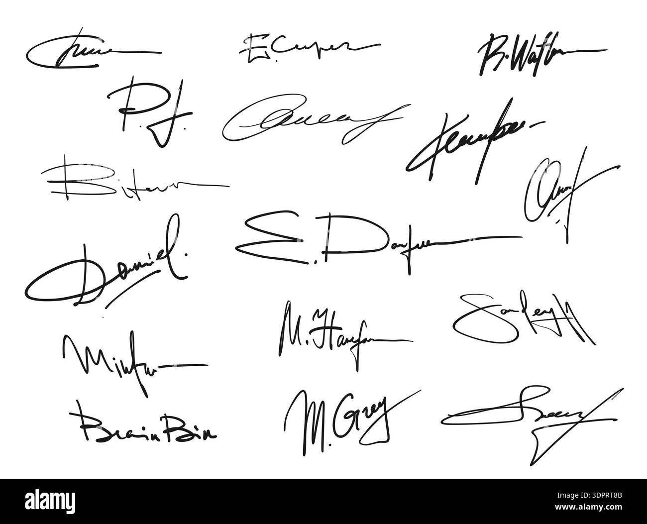 Business signature and autographs set. Handwritten vector elegant ...