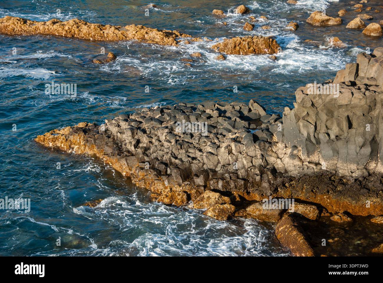 columnar basalt, geological formation, volcanic flow, El Hierro, Canary ...
