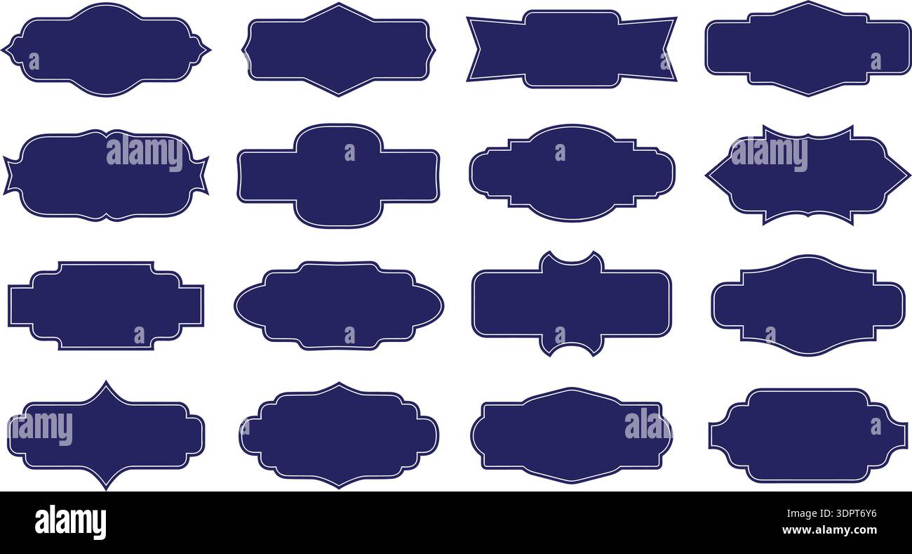 Set of Blue Decorative Badge Frames and Retro Label Shapes Stock Vector ...