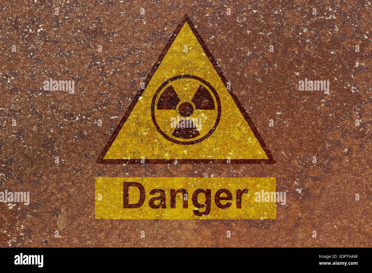 Danger radiation symbol sign on a rust background. Hazardous radiation ...