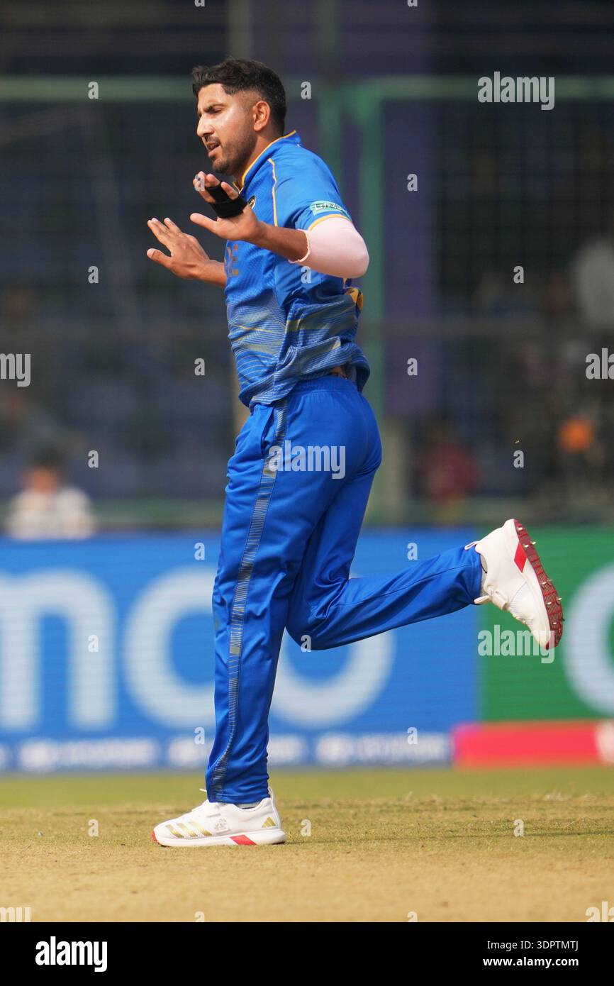 United Arab Emirates' Junaid Siddique celebrates the wicket of ...