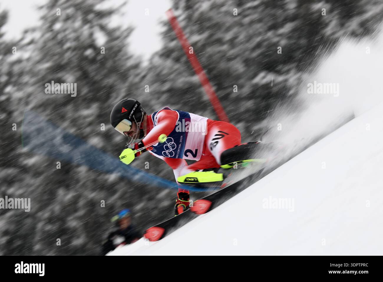 Switzerland's Loic Meillard speeds down the course, during an alpine ...