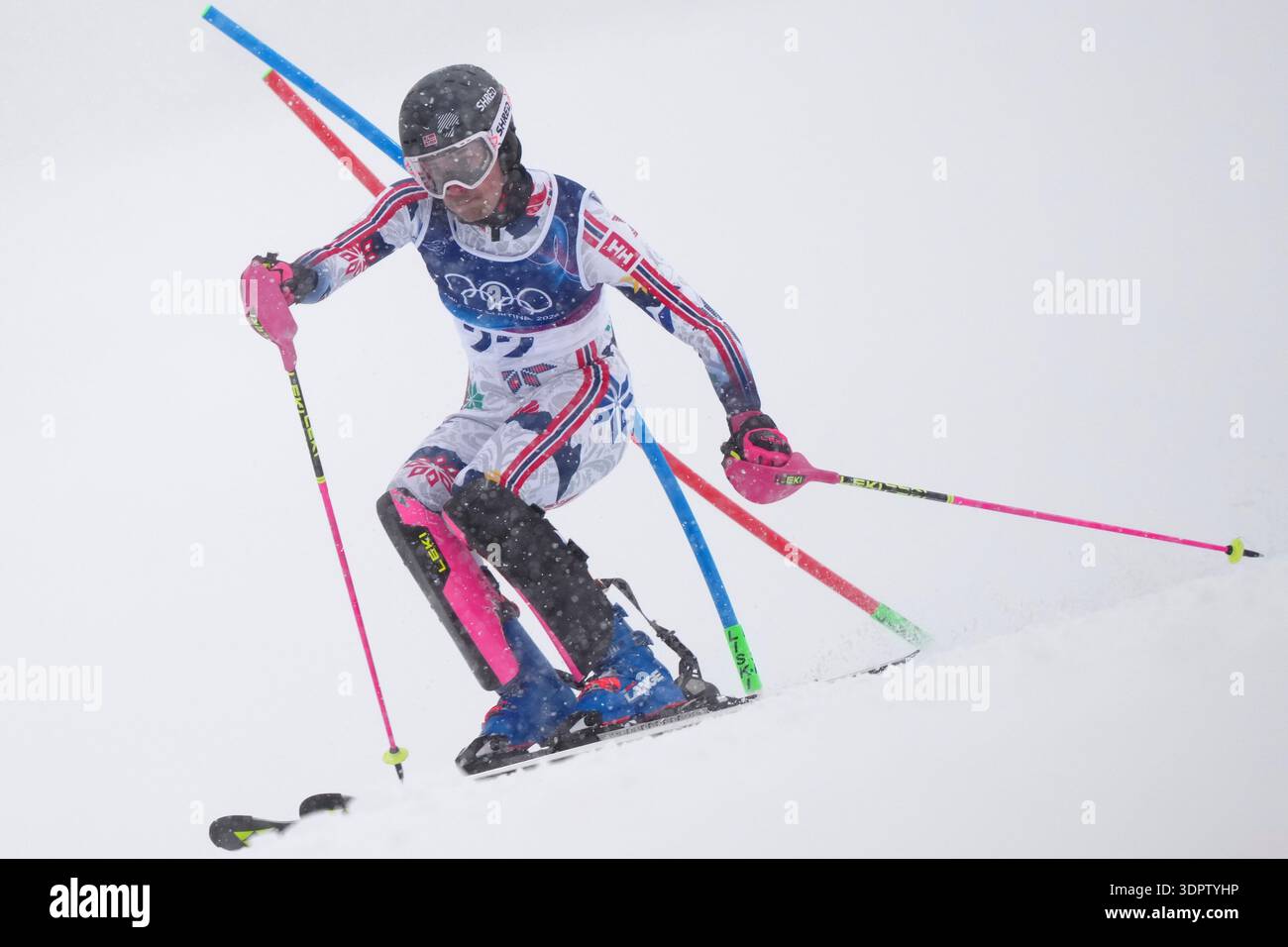 Norway's Eirik Hystad Solberg competes in an alpine ski, men's slalom ...