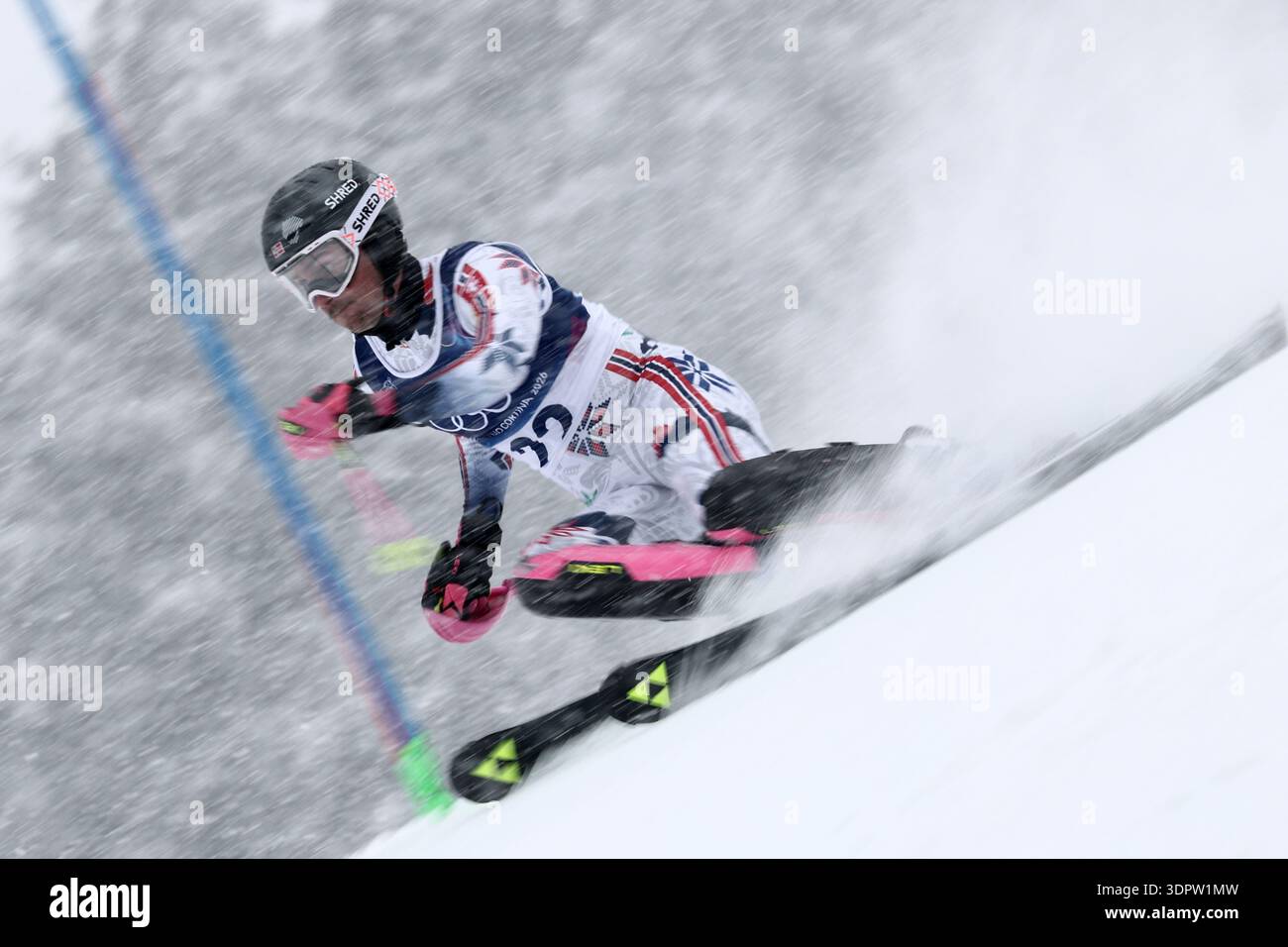 Norway's Eirik Hystad Solberg speeds down the course, during an alpine ...