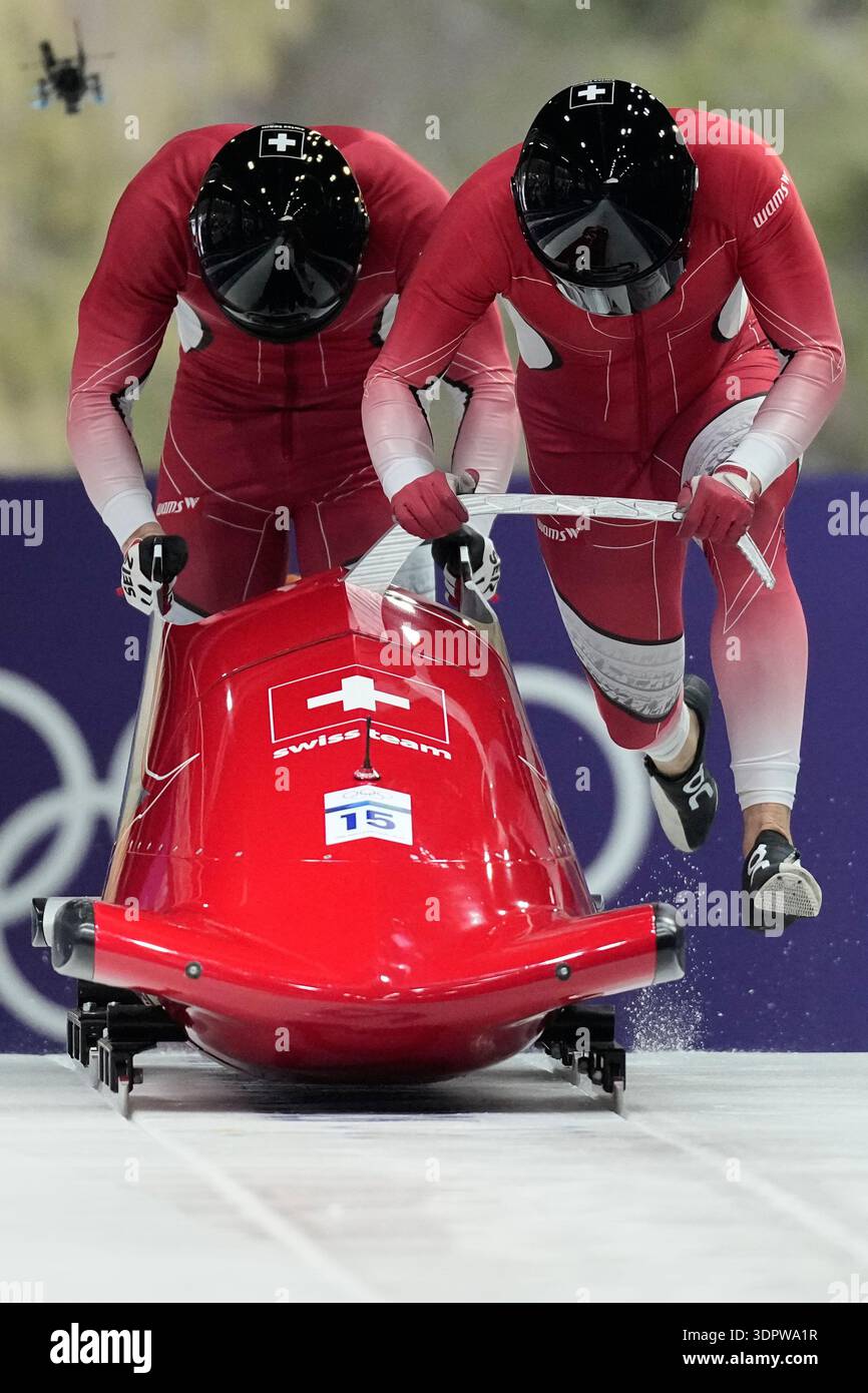 Switzerland's Timo Rohner, right, and Tim Annen start for a two man ...