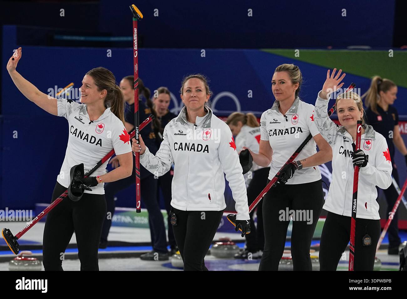 Canada's Rachel Homan, Tracy Fleury, Sarah Wilkes and Emma Miskew react ...