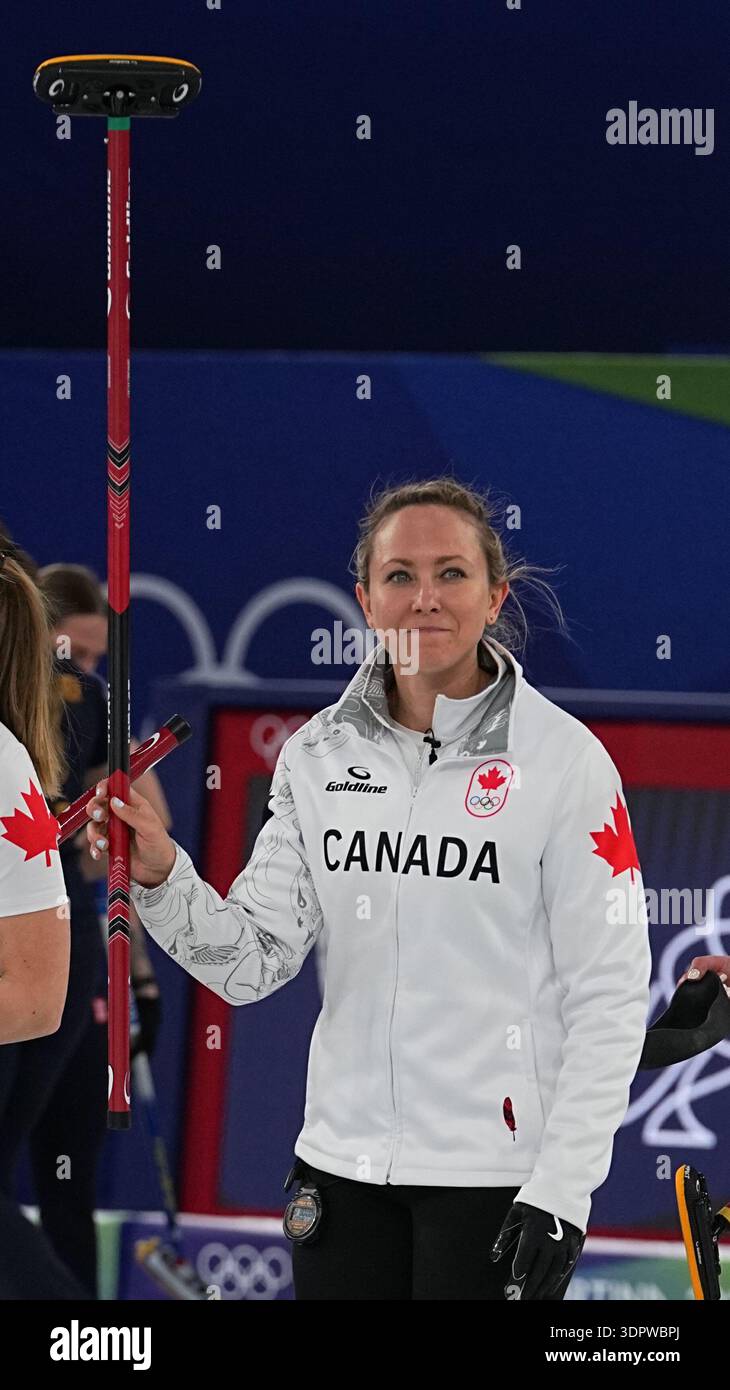 Canada's Rachel Homan reacts after the women's curling round robin ...