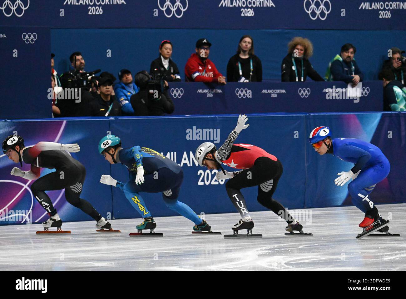 Pietro Sighel (Italy) at the start during Short Track Speed Skating Men ...