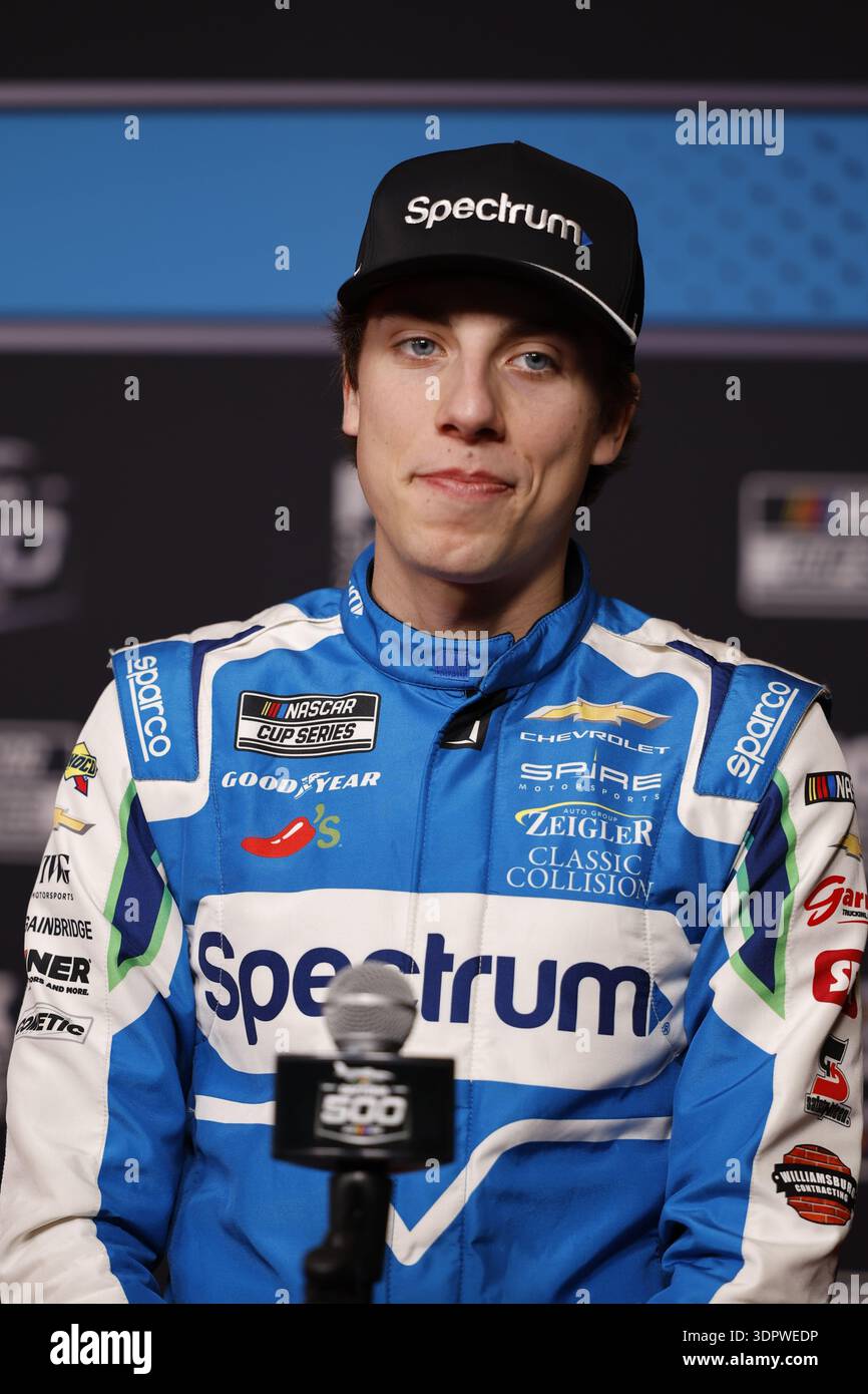 #77: Carson Hocevar, during Media Day for a NASCAR Daytona 500 auto ...