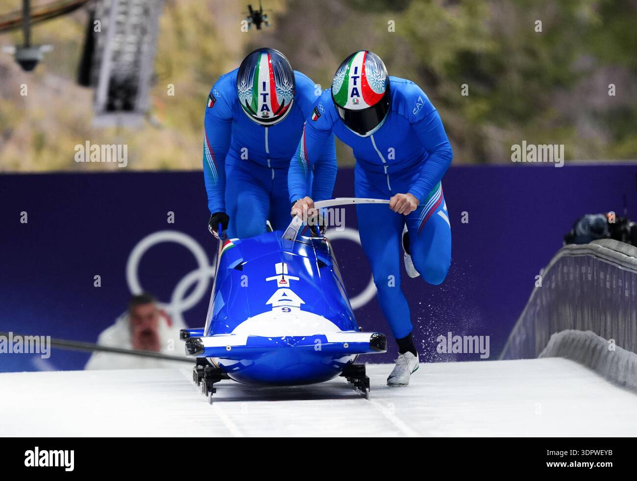 Italy's Patrick Baumgartner and Robert Mircea during the Men's 2-man ...