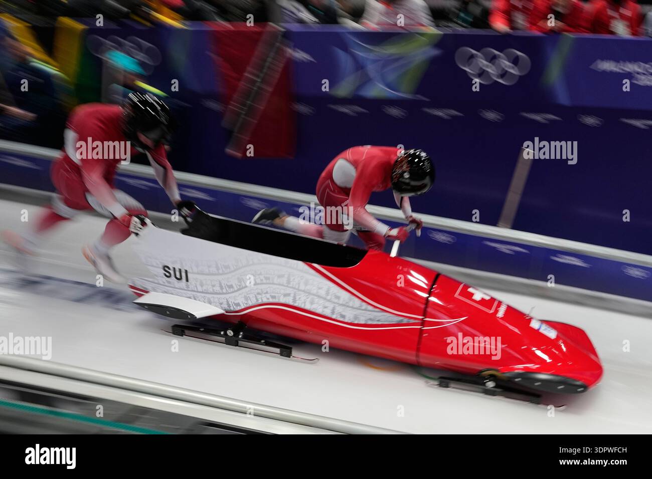 Switzerland's Timo Rohner, right, and Tim Annen start for a two man ...