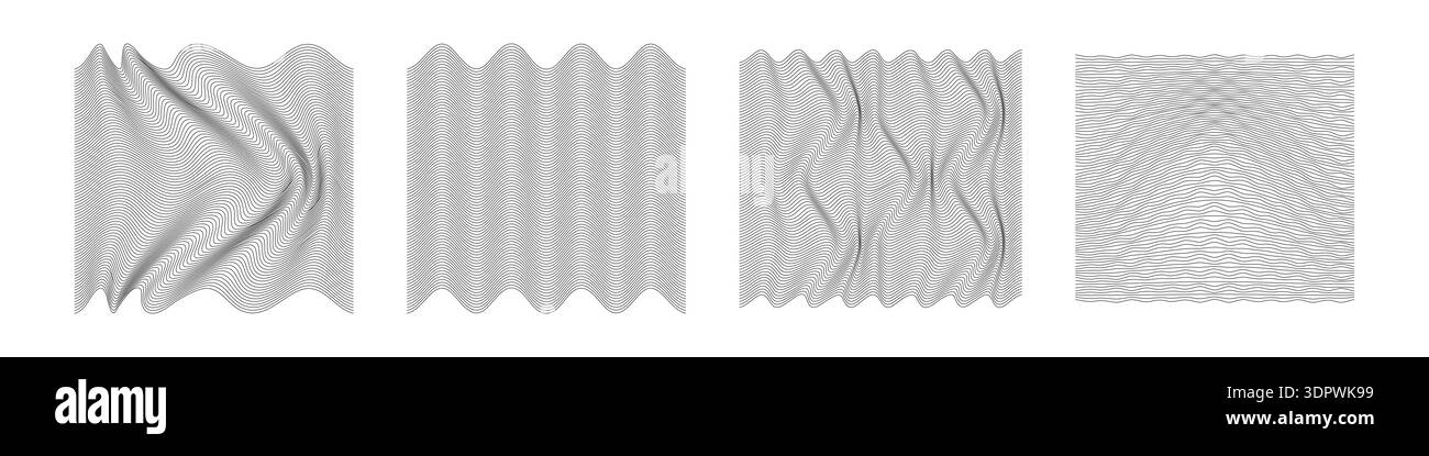Vector minimal linear shapes collection. Set of wireframe wavy lines ...