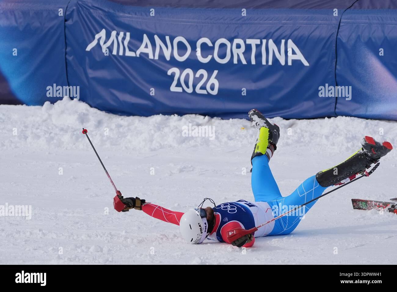 Luxembourg's Matthieu Osch celebrates at the finish area of an alpine ...
