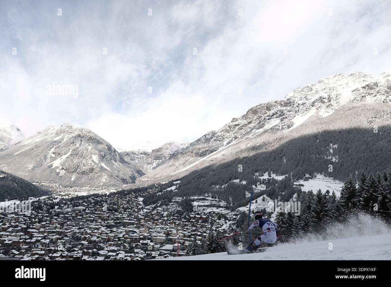 Norway's Eirik Hystad Solberg speeds down the course, during an alpine ...